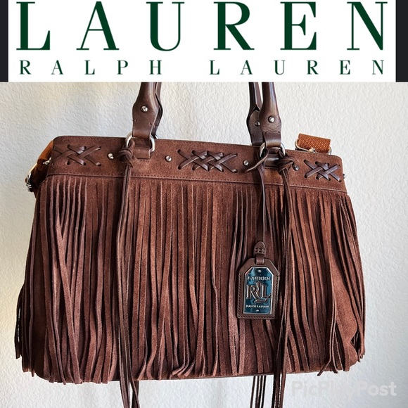 Lauren Ralph Lauren | Bags | Lauren Ralph Lauren Htf Cowhide Fringe ...
